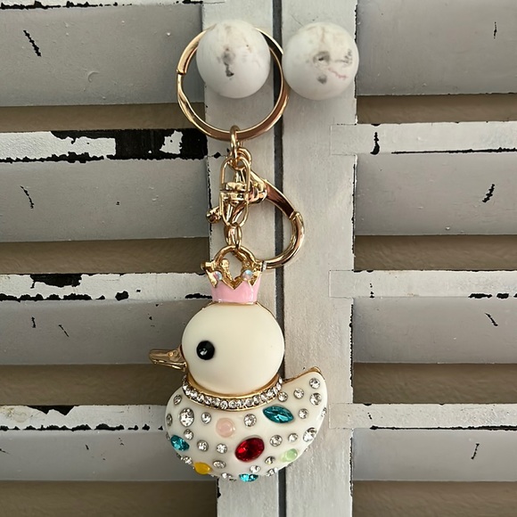 Accessories | White Bling Rubber Ducky Keychain | Poshmark